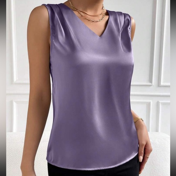 Tops | Elegant Classic V Neck Sleeveless Office Work Tank Top Blouse ...